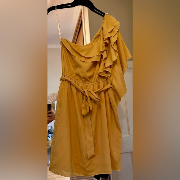 hello miss | Dresses | Hello Miss One Shoulder Mustard Knee Length ...